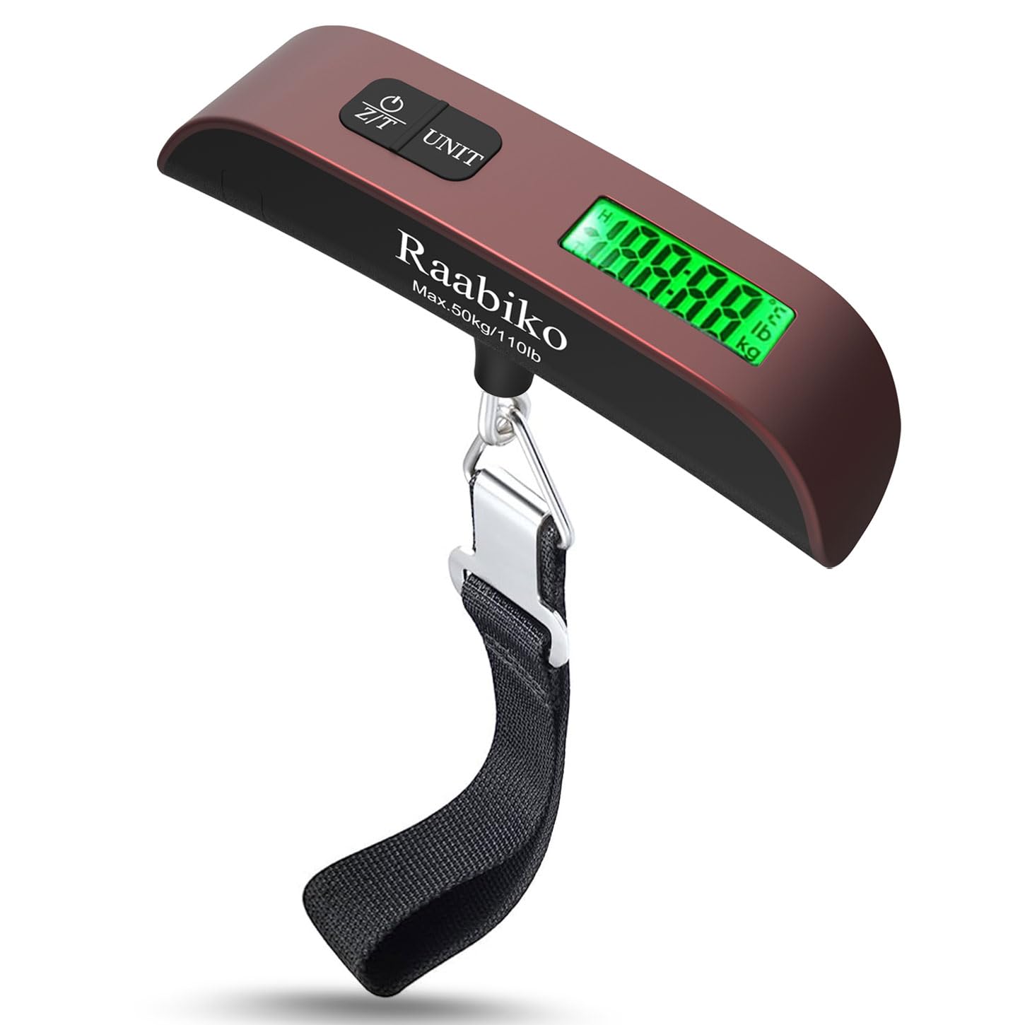 Raabiko Luggage Scale, Portable Digital Luggage Weight Scale with Temperature Sensor, Rubber Paint, 110 Pounds, Battery Included, Ruby Red