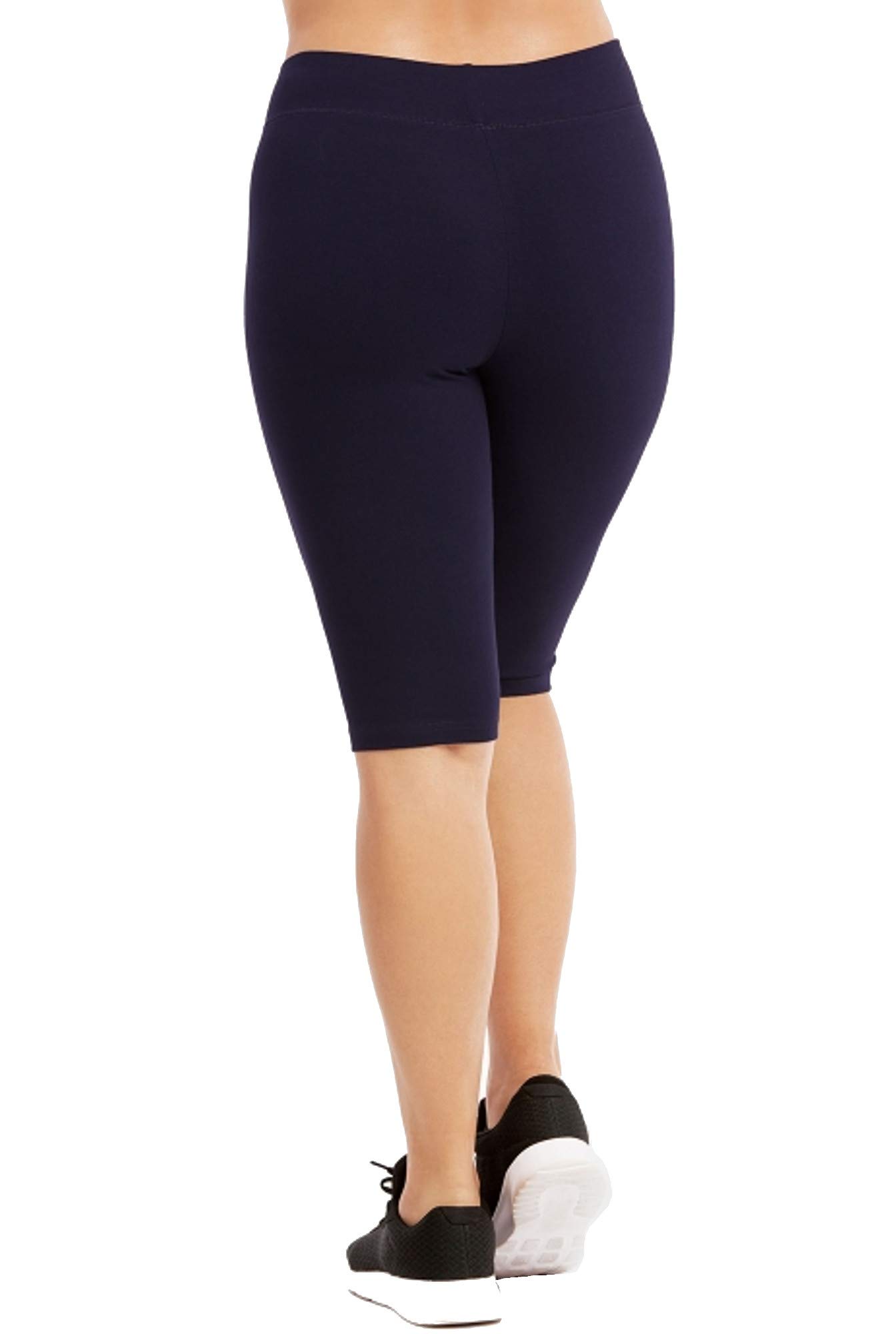 Popular Womens Bike Shorts Plus Size - Cotton Biker Shorts. Bermuda Long Shorts for Women. Gym, Workout, Yoga Black 2X
