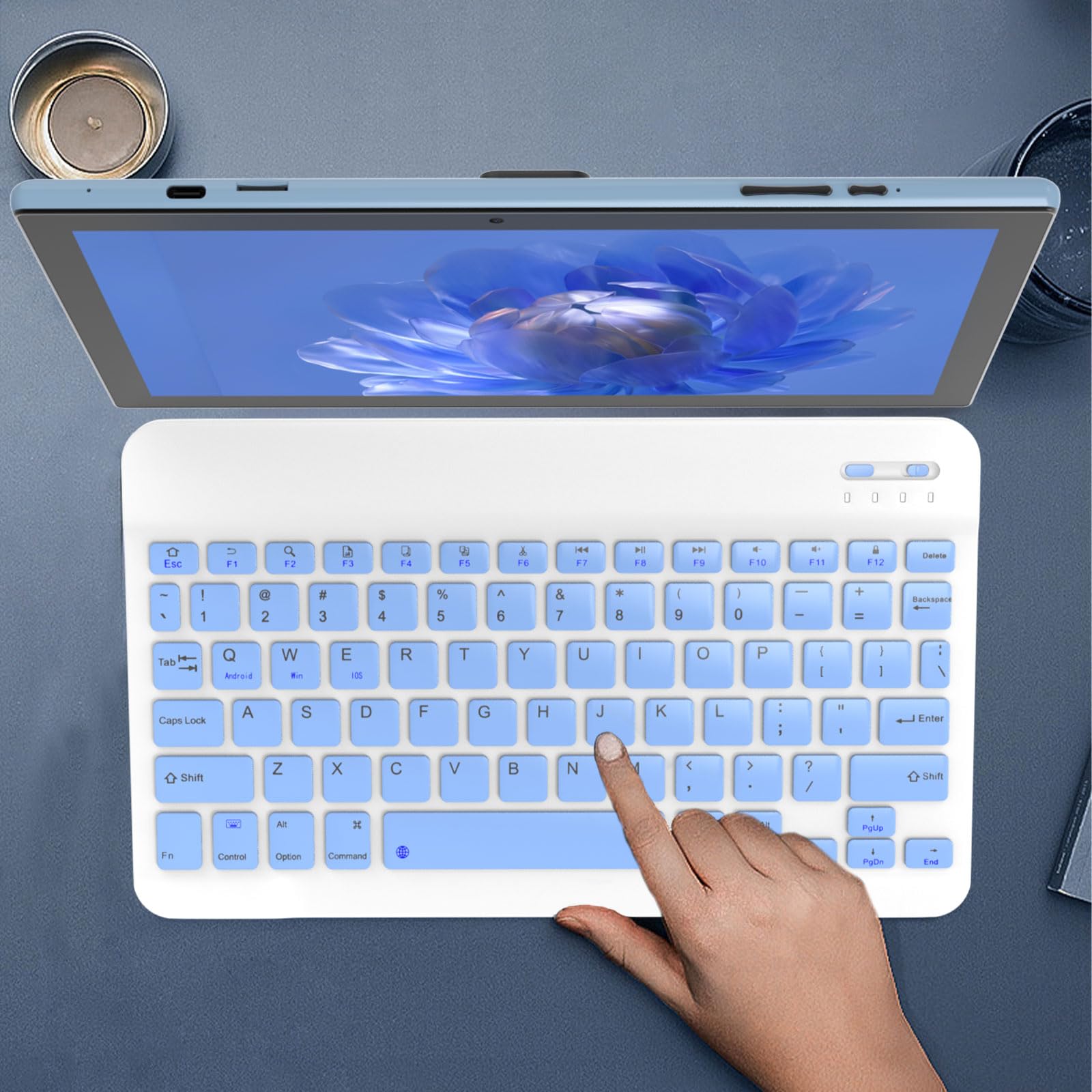 Tablet 2 in 1 Tablets 10 inch Android 12 Tablet Set with Keyboard Case Mouse Stylus Film, 4GB+64GB Tablets 10.1" Tab 1280*800 HD Touch Screen, 8MP Dual Camera Games Wi-Fi Bluetooth Tableta PC Blue.