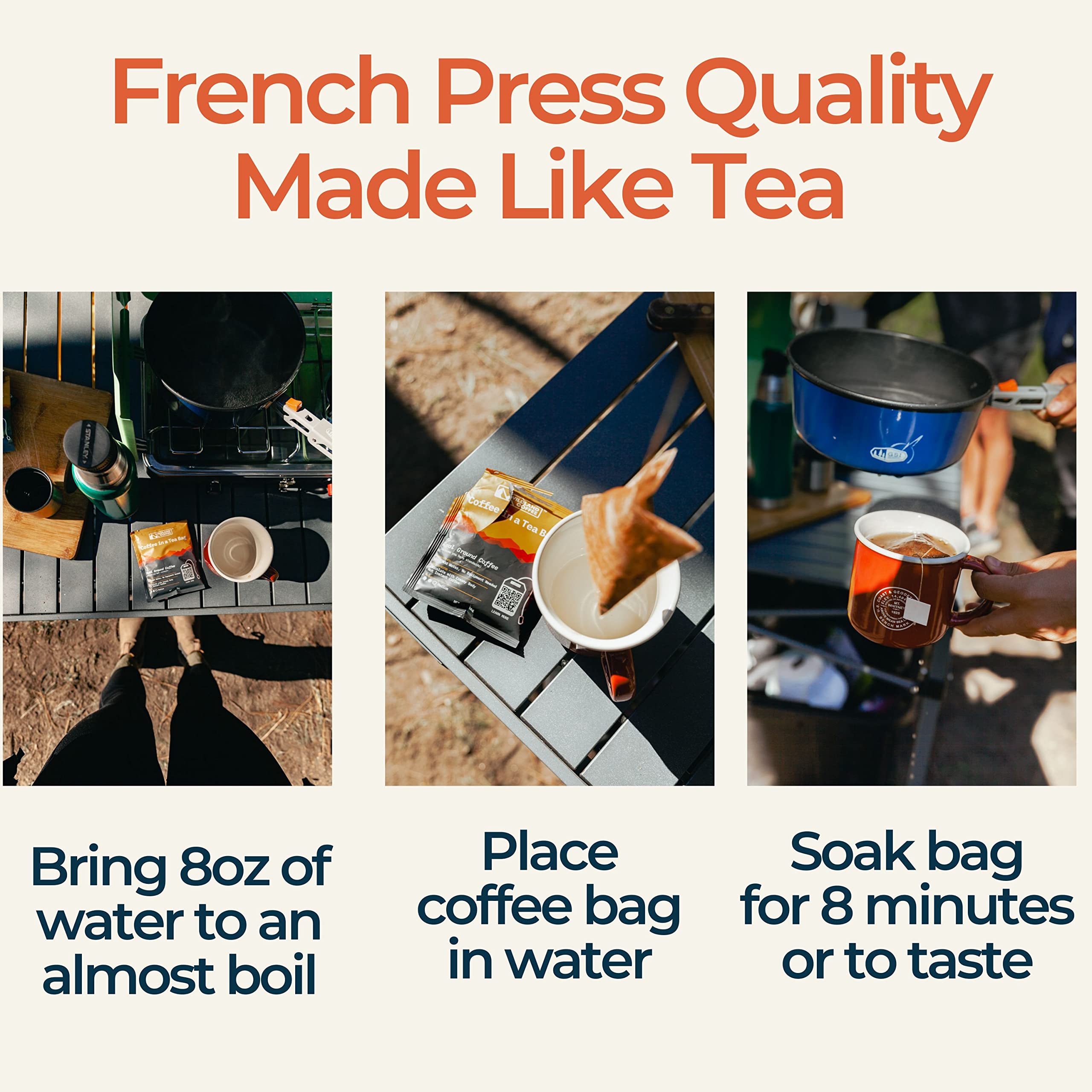 Wildland Coffee | Medium Roast 10 Pack | Single Serve Coffee Bag | Strong Bold Flavor | Travel & Camping Size | Tea Bag Style Coffee | Steepable