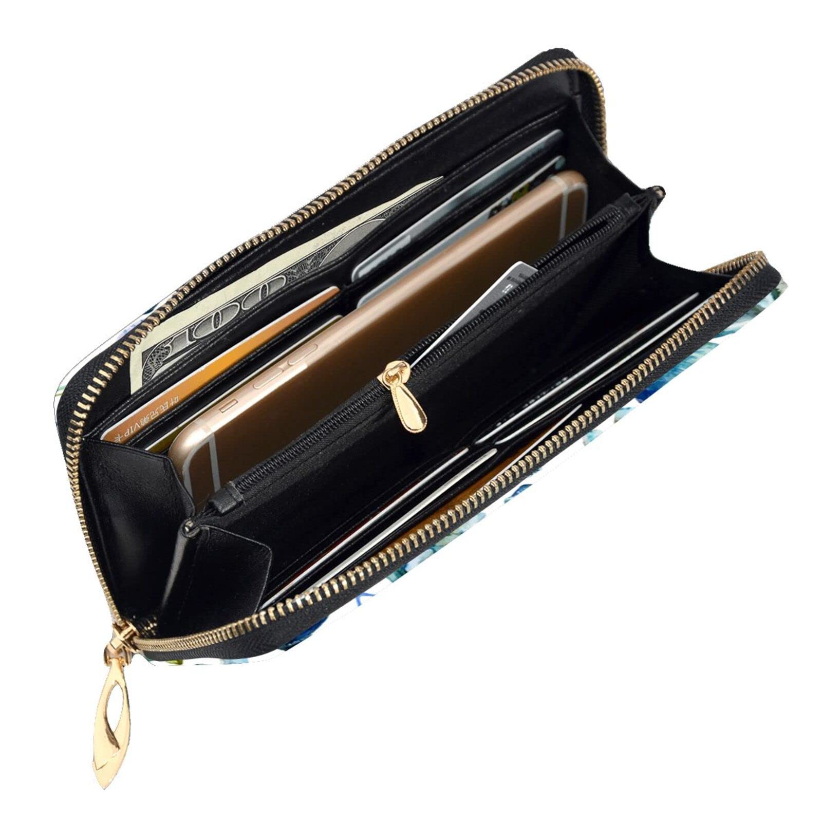 Women Zip Around Long Purse Crab Conch Fashion Credit Card Holder Purse