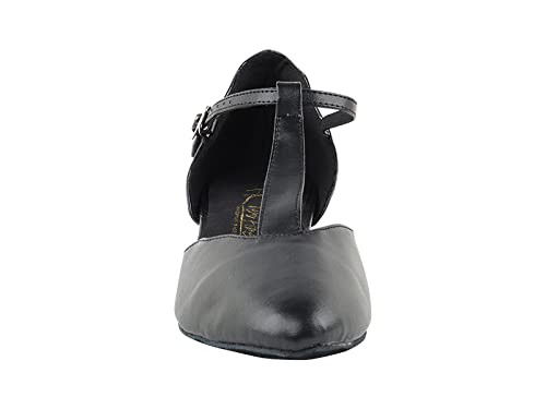 Very Fine Dancesport Shoes - Ladies Practice Latin, Salsa, Ballroom Practice Dance Shoes - 6819FT Black Leather - 1 inch Flat Heel & Canvas mesh Shoe Bag (Black Leather, Size 8)