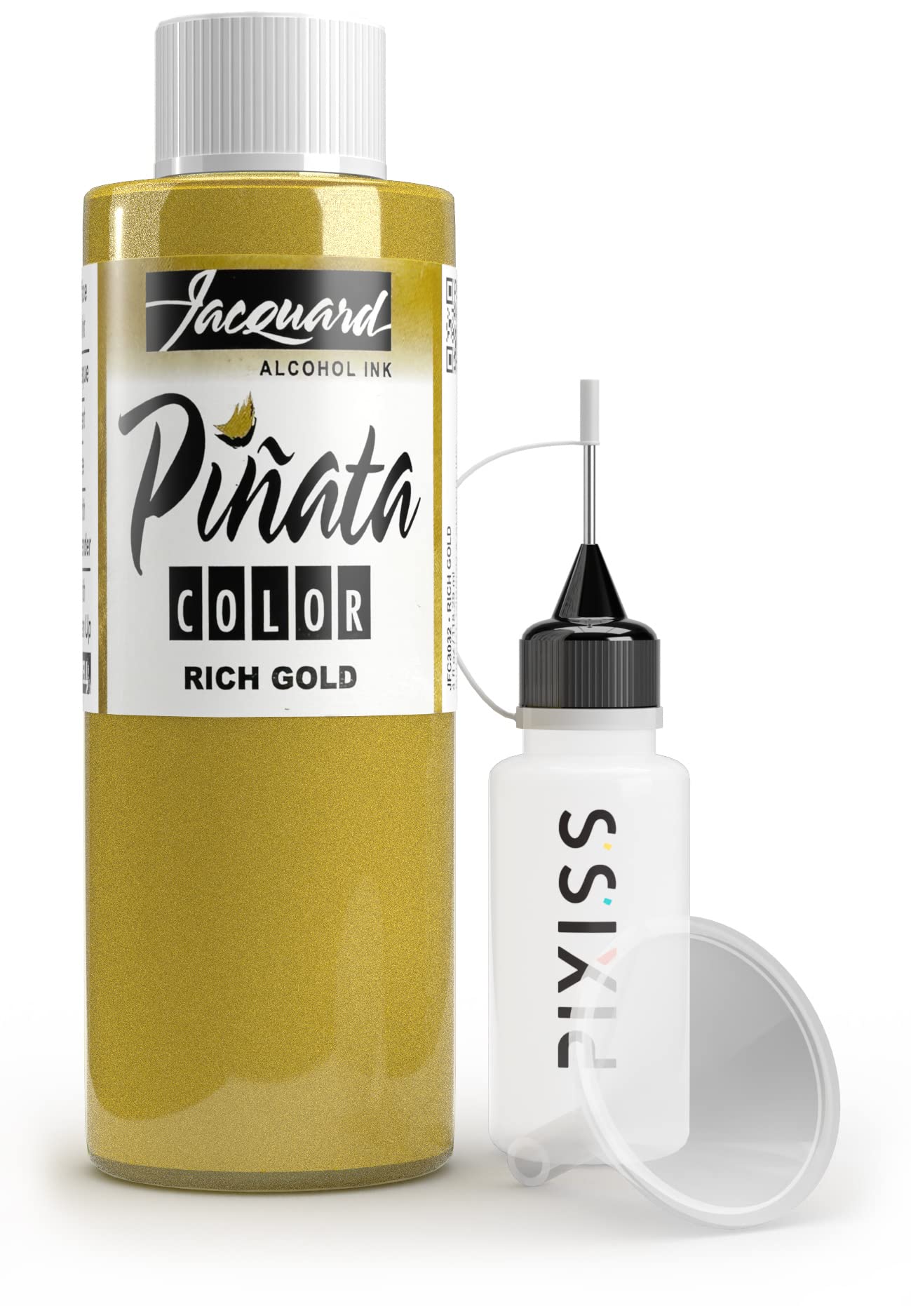 Pinata Brass Alcohol Ink 4-Ounce, Pixiss 20ml Needle Tip Applicator Bottle and Funnel, Bundle for Yupo and Resin