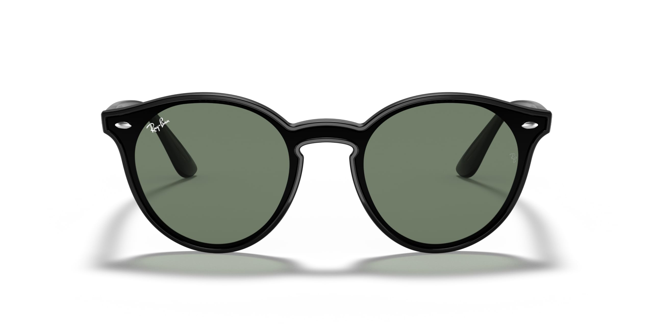 Ray-Ban RB4380N Blaze Round Sunglasses, Black/Dark Green, 37 mm