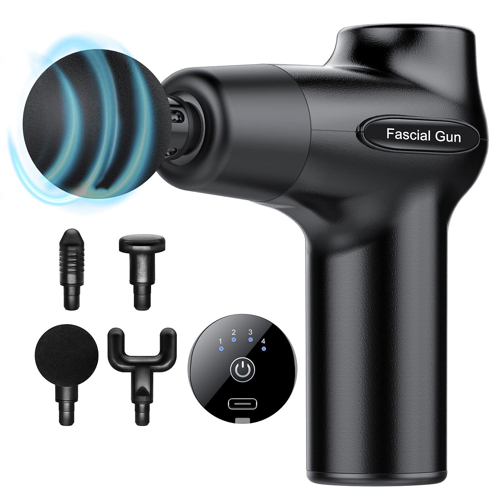 XTZ Massage Gun, Mini Massager Percussion Massager deep Muscle Massager for Pain Relief with 4 Professional Heads and 4 Adjustable Speed Handheld Electric Body Massager for Back