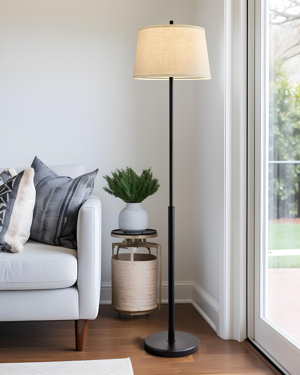 Oneach 61.75" Arch Floor Lamp for Living Room LED Tall Standing Light Black