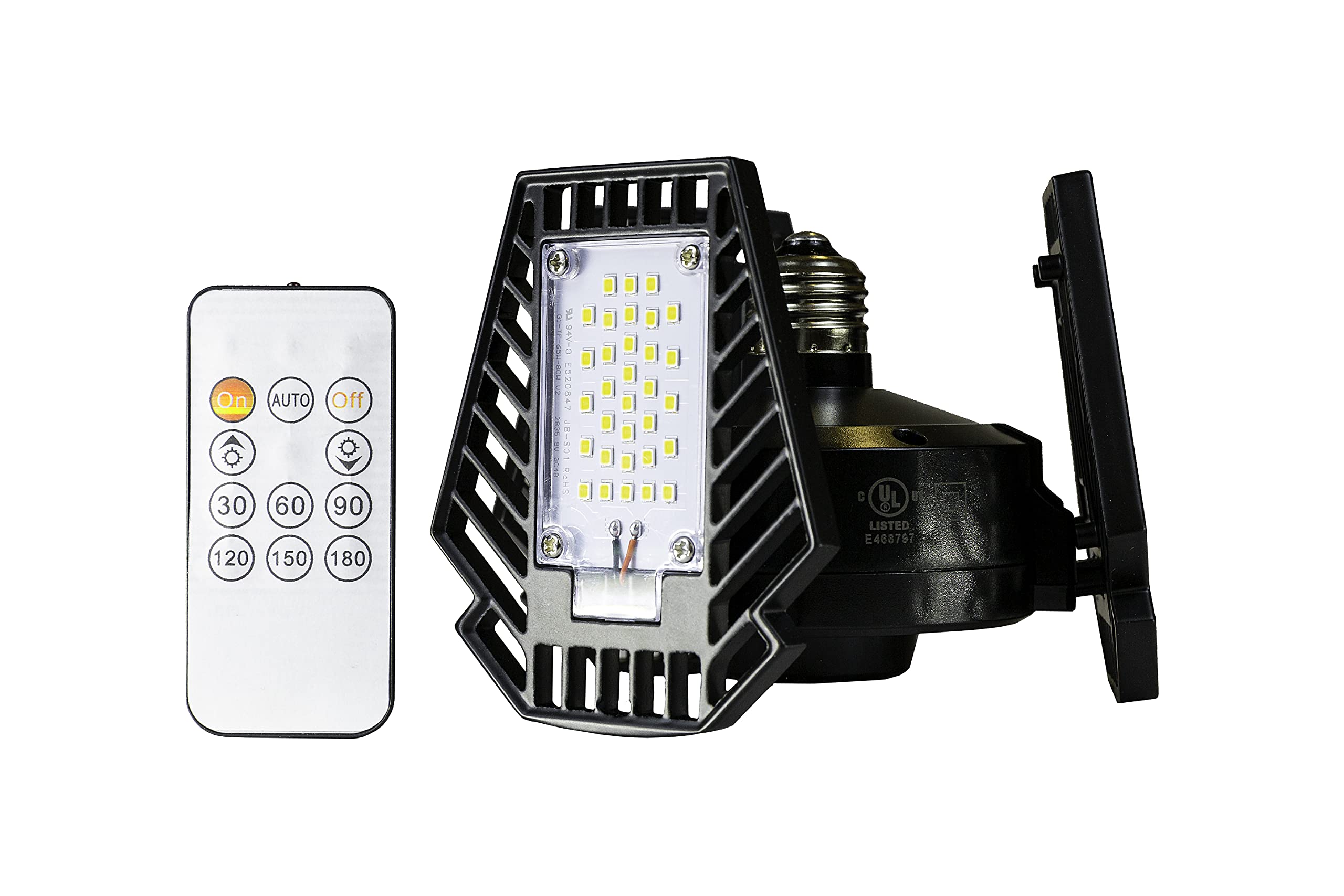 Pinegreen Lighting 3-Panel Garage Light, 65W LED Shop Light with Remote Control, 8000LM 5000K Daylight LED Garage Ceiling Lights Deformable Garage Lighting for Workshop Basement Attic E26 Base