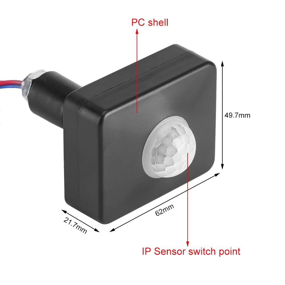 PIR Motion Sensor - Black PIR Switch, PIR Motion Sensor Light Switch, Infrared Motion Lighting Sensor Detector, Wall Pavement Switch Outdoor