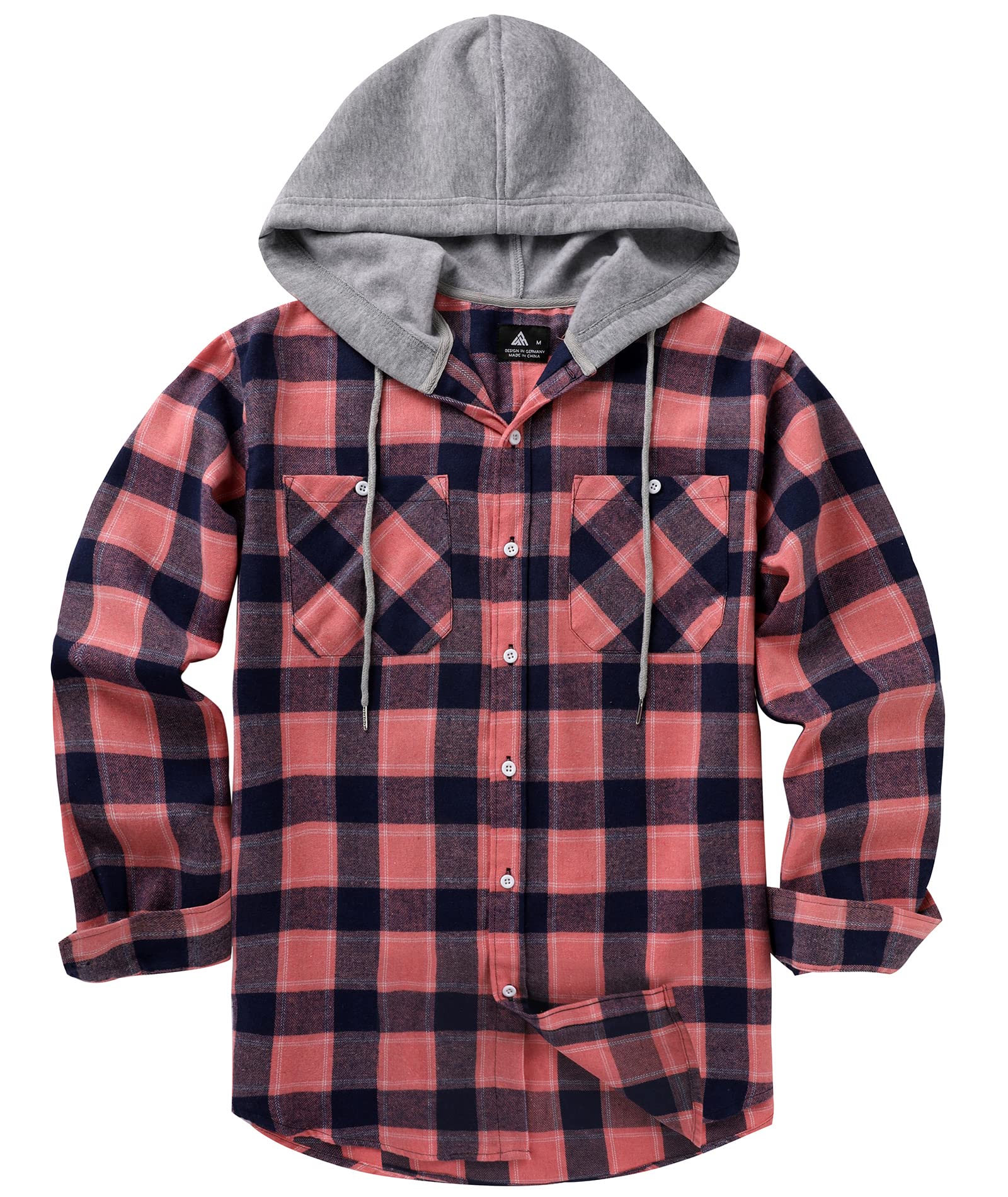 SCODI Mens Flannel Plaid Shirt Casual Button Down Shirt Regular Fit Long Sleeve Shirts Pin X-Large Pink