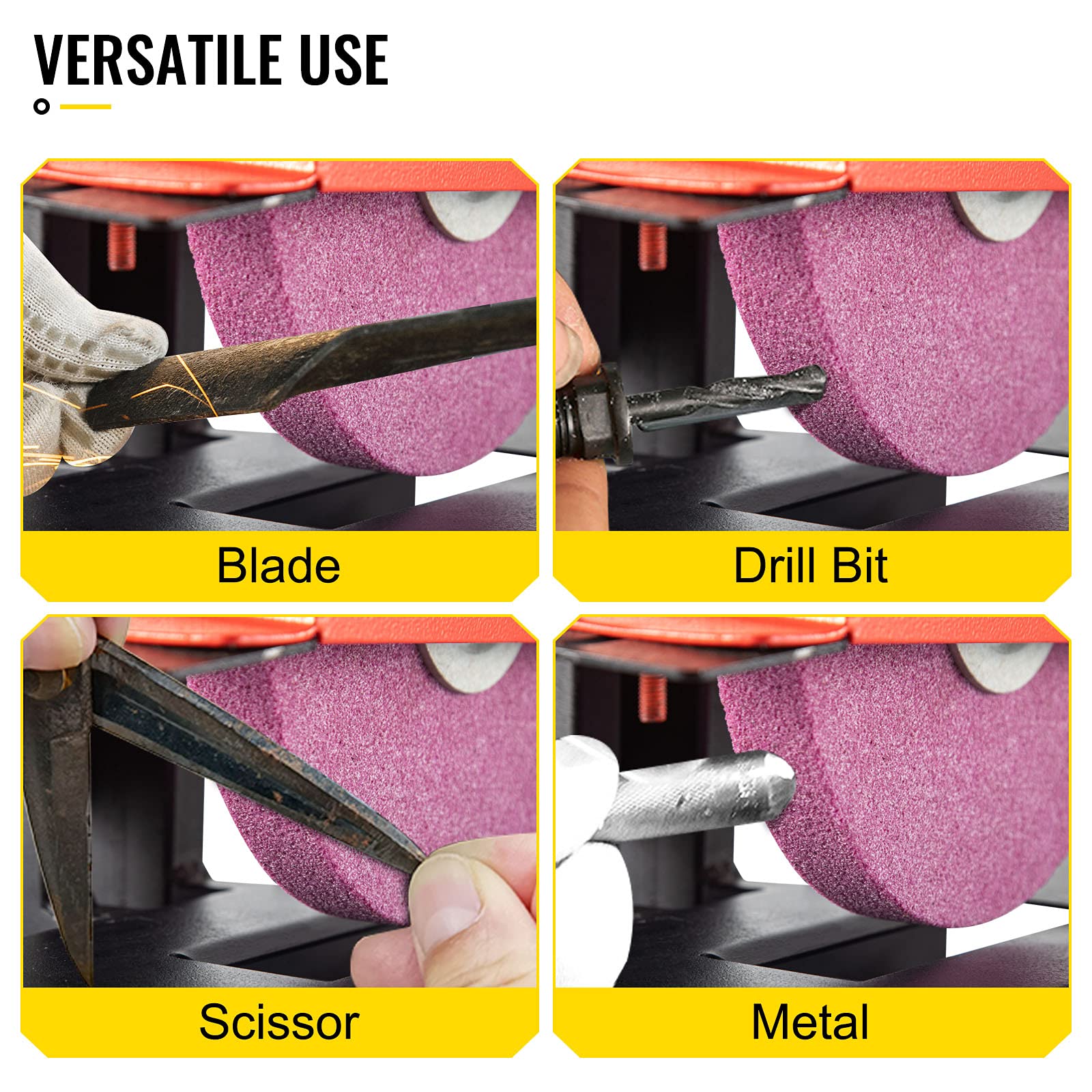 VEVOR Blade Grinder 1/2 HP Lawn Mower Blade Grinder 1700 RPM Variable Speed Bench Grinder 8" Diameter Grinding Plate Power Bench Grinders with Pure Copper Motor for Blade or Tool Grinding in Garden