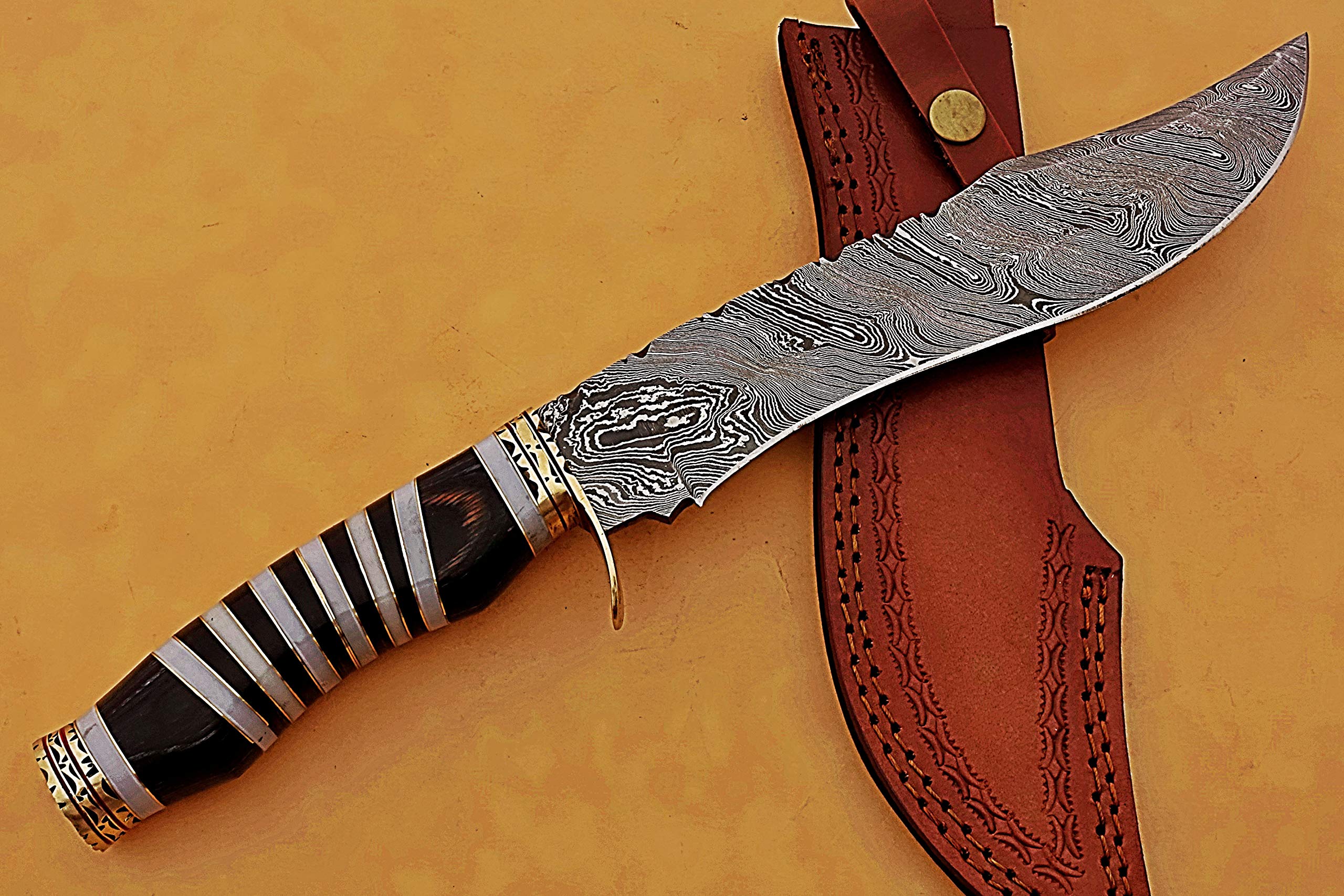 Smart & Sharp Custom Handmade Damascus Steel Hunting Knife/Bowie Knife SS-17367 (black)