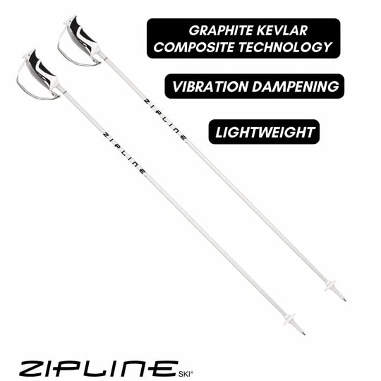 Ski Poles Graphite Carbon Composite - Zipline Podium 14.0 K - U.S. Ski Team Official Supplier (White Carbon, 44" in./112 cm)