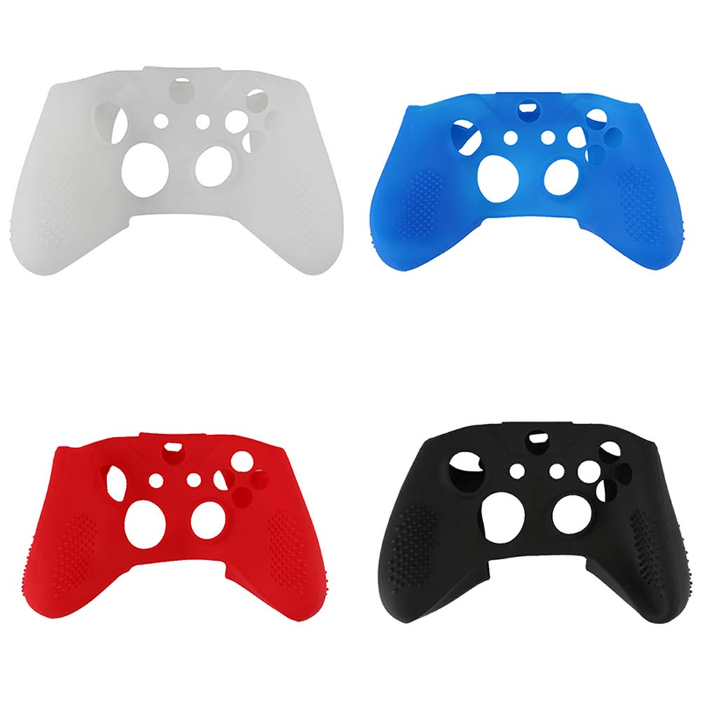 SKINOWN Grip Silicone Case Anti-Slip Protective Grip Cover for Xbox One S & One X Controller with 2 Thumb Grips(Black)