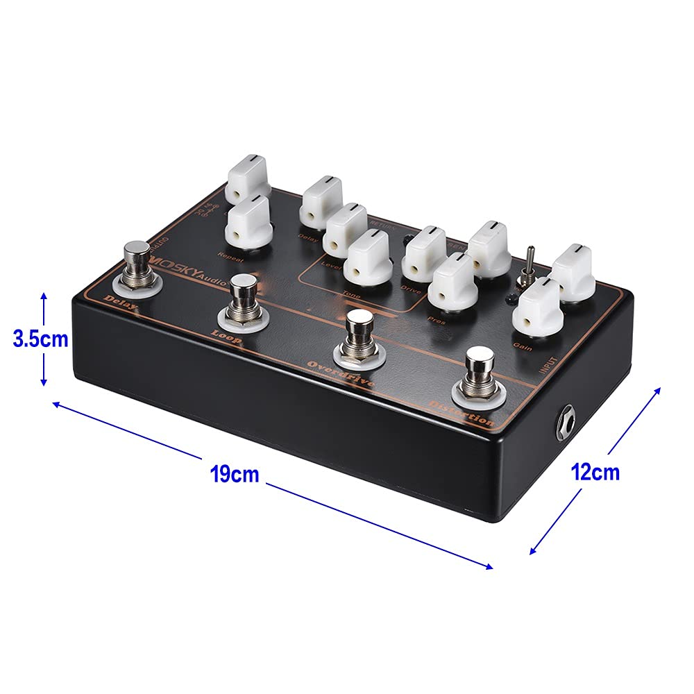 ZYZMH Electric Guitar Effects Pedal Guitar Pedal 4-in-1 Distortion Overdrive Loop Delay Strings for Guitar Accessories