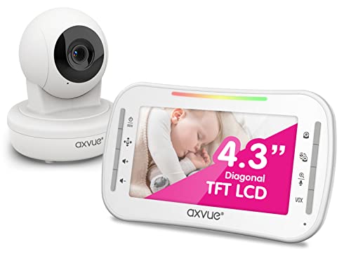 Video Baby Monitor with 4.3" Display & Remote Pan Tilt Camera, Auto Night Vision & Temperature Display,1000ft Long Range, 2-Way Audio Talk,12 Hours Battery, Power Saving Mode, Vox, Zoom in, No WiFi