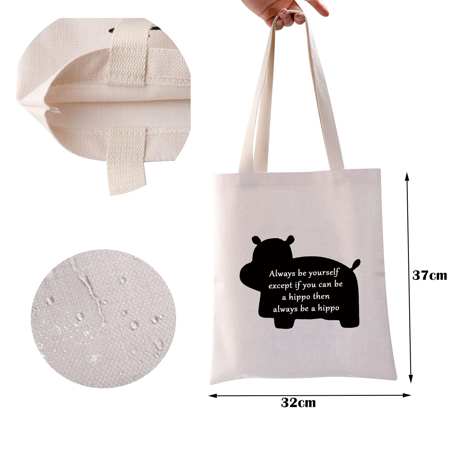 ZJXHPO Hippo Makeup Bag Hippo Lover Gift Always Be Yourself Cosmetic Bag Hippo Theme Inspirational Gift Hippopotamus Bag (Hippo Canvas Bag)