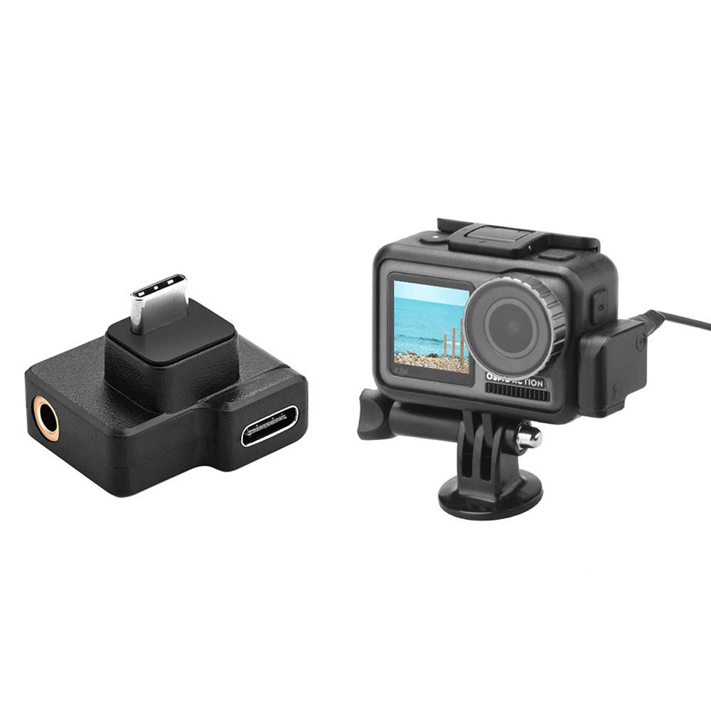 Tineer Osmo Action Dual 3.5mm USB-C Mic Adapter, External Microphone Audio Adapter for DJI Osmo Action Accessory