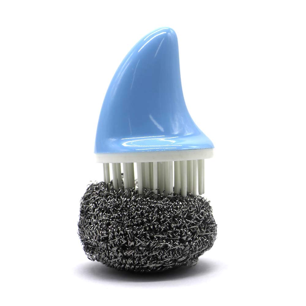 Stainless Steel Brush with Handle，Steel Wire Ball, Creative Shark-Type Steel Wire Ball Brush with Handle for Decontamination, Kitchen Dish and Pot Brush