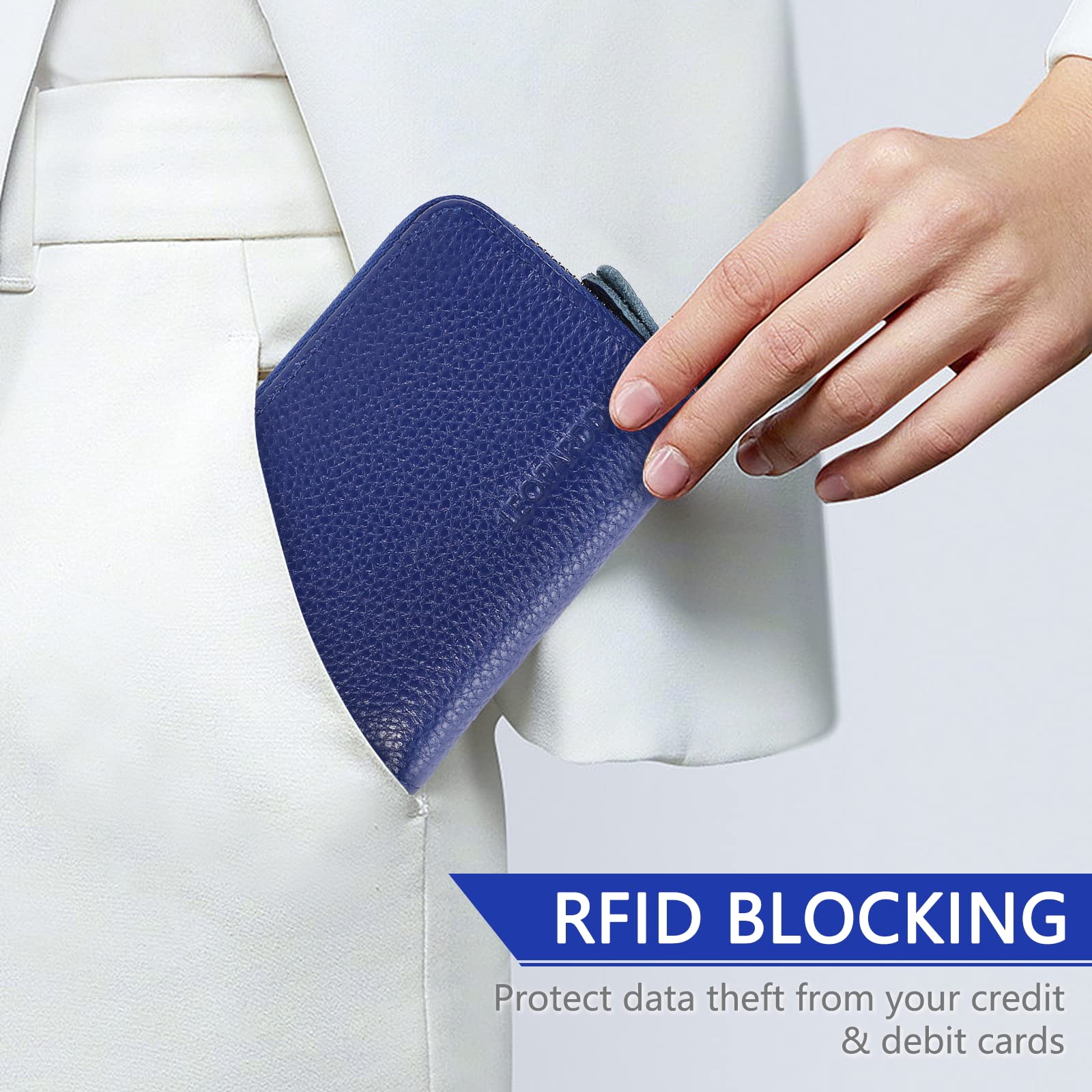 RFID Blocking Leather Wallet for Women,Excellent Women's Genuine Leather Credit Card Holder