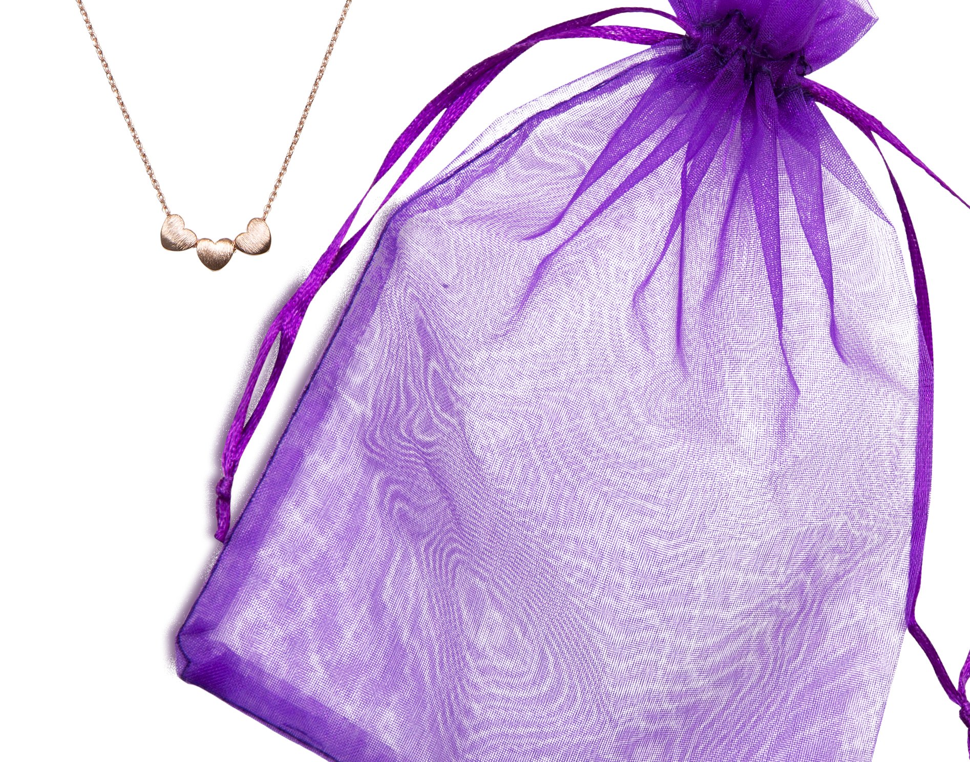 SPUNKYsoul Handmade 3 Heart Necklace Collection (Gold Chain with Gold Silver Rose Gold Hearts)