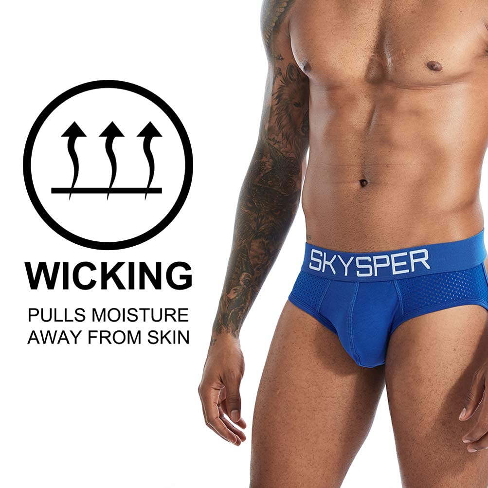 SKYSPER Men's Jockstrap Breathable Mesh Gym Underwear 4 Pack, Workout Athletic Supporter Jock Straps for Men