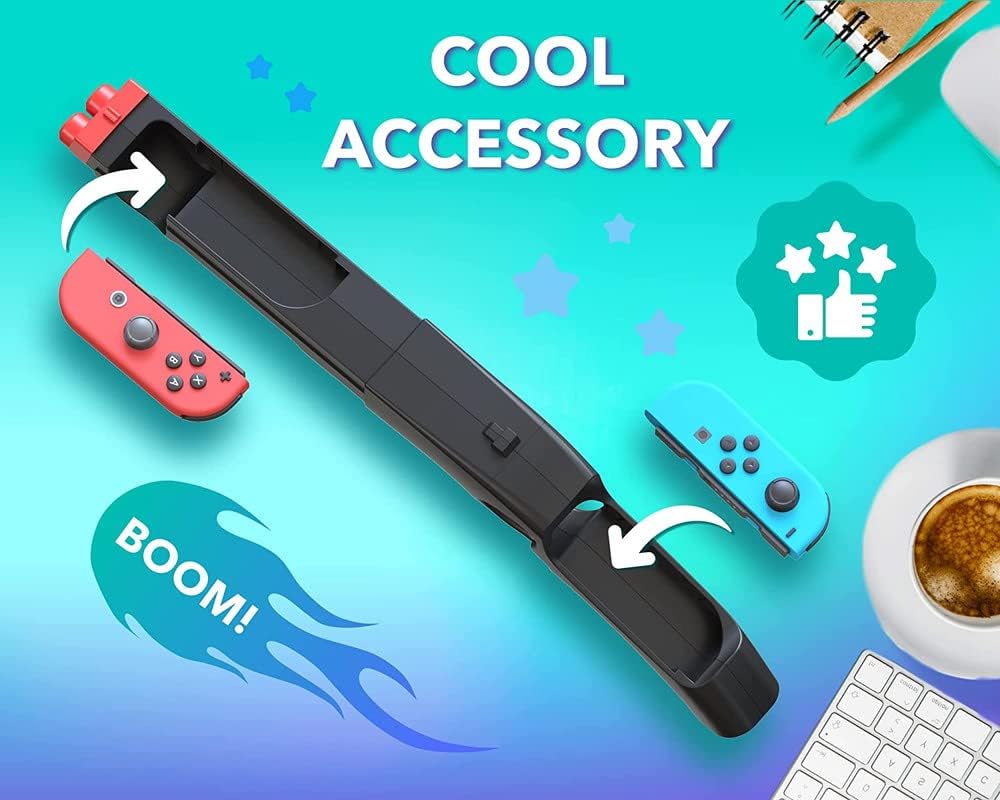 Skywin Gun Controller for N-Switch JoyCons - Compatible with Nintendo Switch Gun Shooting Games (Black)