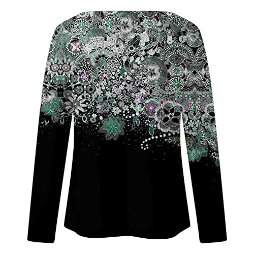 Women's Cute Printing Pullover Casual Fashion Long Sleeve Sweatshirt Round Neck Autumn and Winter Blouses