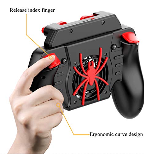 Uberwith 32 Shots per Second PUBG Trigger Mobile Controller, Gaming Grip with Portable Charger Cooling Fan,for PUBG/Fortnite/Rules of Survival L1R1 Mobile Game Trigger Joystick for Android iOS Phone