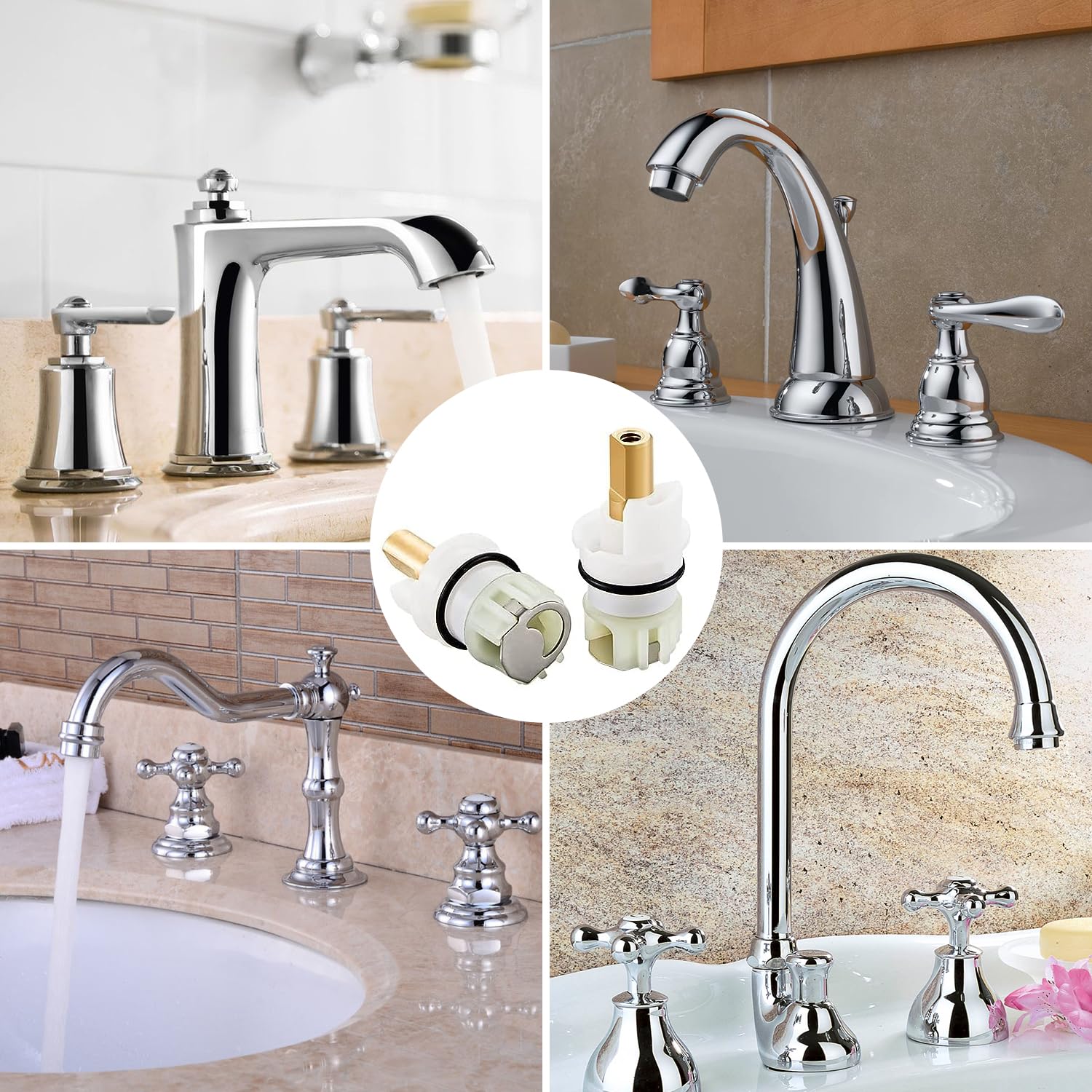 RP25513 Faucet Stem Assembly Replacement Kit For Two Handle Faucet Repair Kits, Includes RP4993 Seat and Spring(2 Pack)
