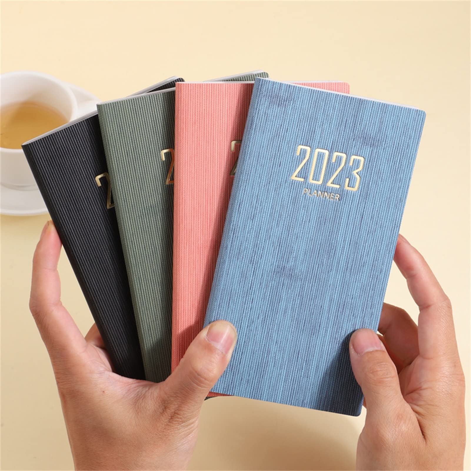 YOZUMD A6 Notebooks Schedule Book. Multifunctional Efficiency Manual Time Management 2023 A6 Mini Agenda Planner Notebook,Classic Ruled Diary Pad Office Supplies Beige
