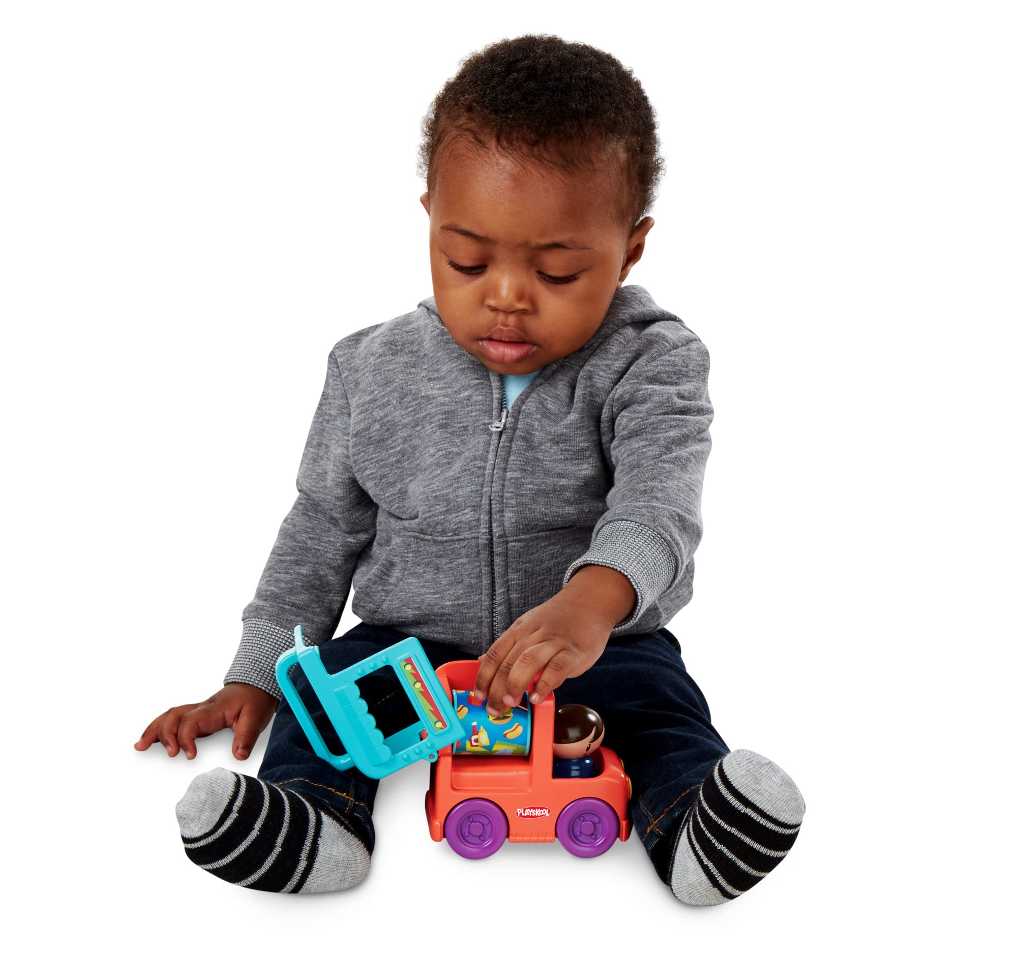 Playskool Fold 'n Roll Trucks Activity Toy Bundle of 2 Vehicles for Toddlers 12 Months and Up, Food and Ice Cream Truck Themes with 1 of Each (Amazon Exclusive)
