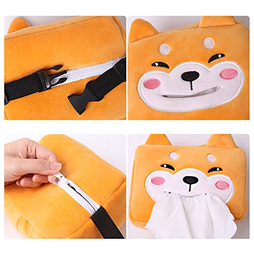 Tissue Box Cover Soft Adorable Animals Shaped Creative Storage Bag Hanging Pouch Tissue Box for Car Home Led Lights for Inside