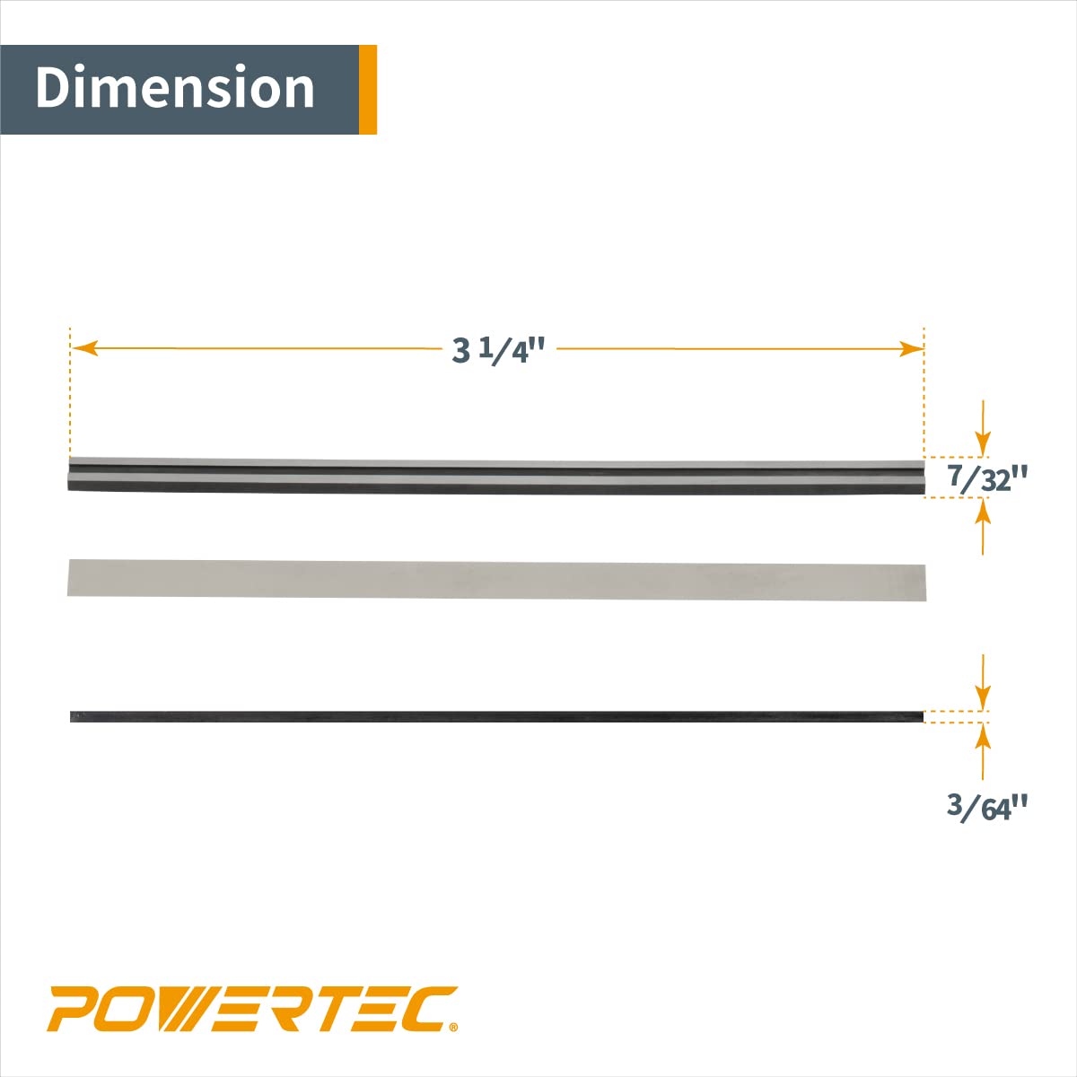 POWERTEC 128310 3-1/4-Inch Carbide Planer Blades for Bosch PA1202, Set of 2