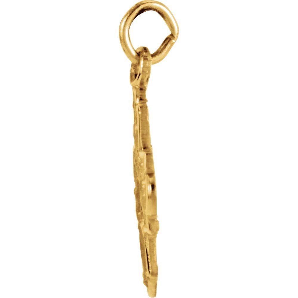 Solid 14k Yellow Gold 12x12mm Four-Way Cross Crucifix Charm Pendant Medal (12mm x 12mm)