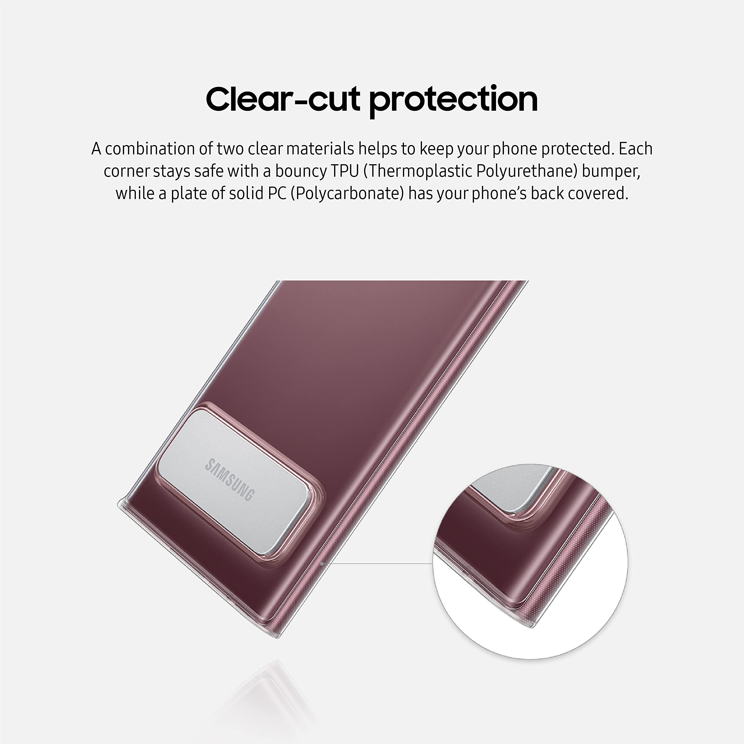 Samsung Electronics Galaxy S22 Ultra Clear Standing Cover, Protective Phone Case, Corner TPU Bumpers, PC Back Protection, Adjustable Viewing Angle, US Version, Transparent, (EF-JS908CTEGUS)
