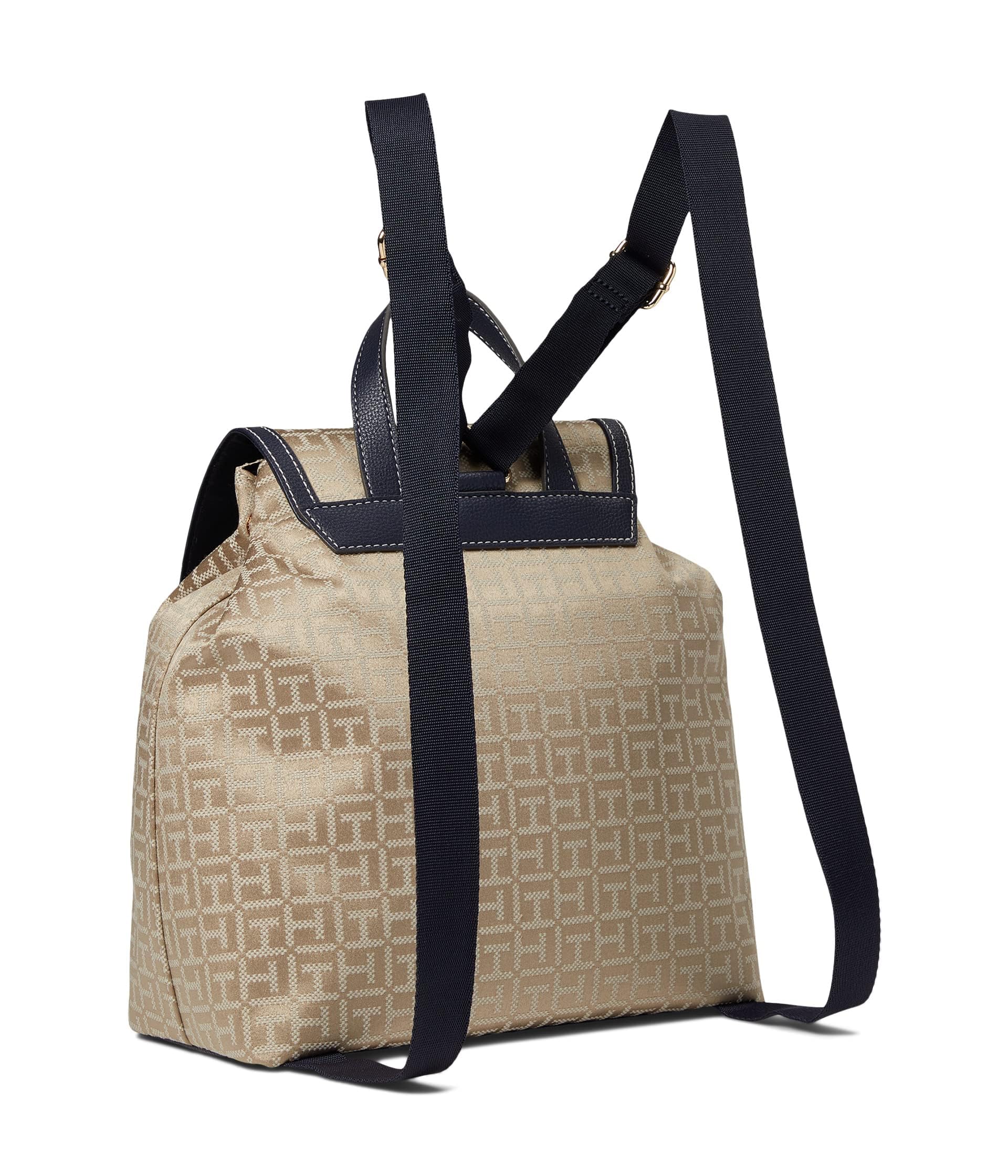 Tommy Hilfiger Liv II Flap Backpack Square Monogram Jacquard Khaki Tonal One Size