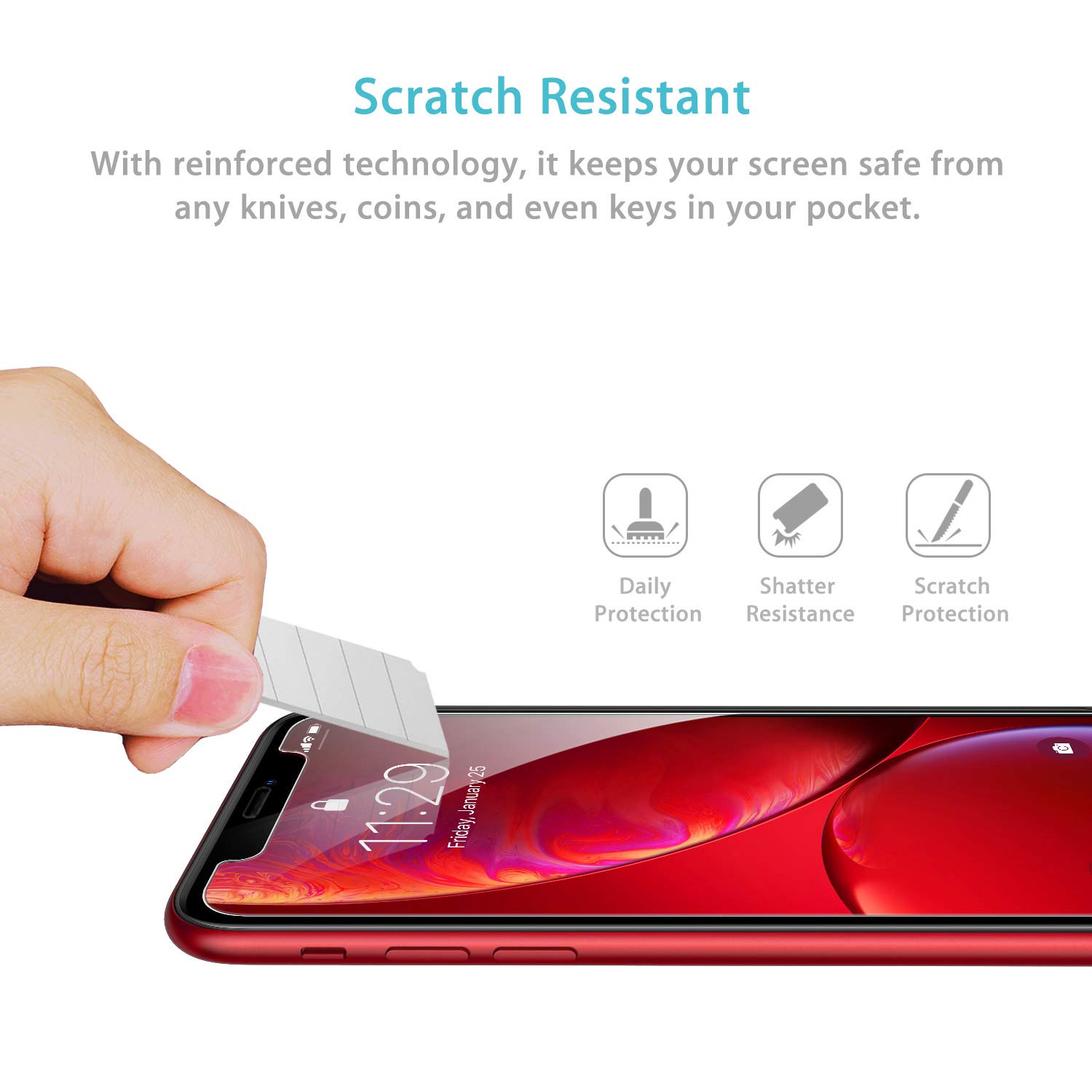 Syncwire Screen Protector for iPhone 11, iPhone XR (3-Pack), Anti-Fingerprint Tempered Glass Screen Protector (9H Hardness, 6X Stronger, Installation Frame, Bubble Free) [Not Edge to Edge]