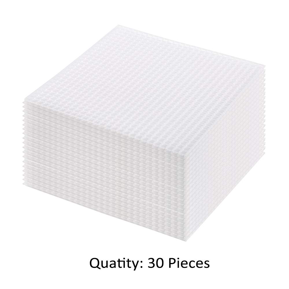 Pllieay 30 Pieces 6 Count Plastic Mesh Canvas Sheets for Embroidery, Acrylic Yarn Crafting, Knit and Crochet Projects (4.1 X 4.1 Inch)