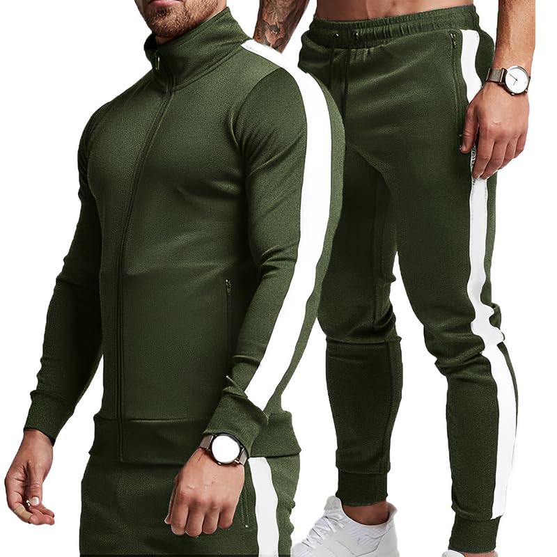TEZO Men's Casual Active Tracksuits Full Zip Sports Jogging Suits Sets Athletic Running 2 Piece Sweatsuits with Zip Pockets(BK 2XL)