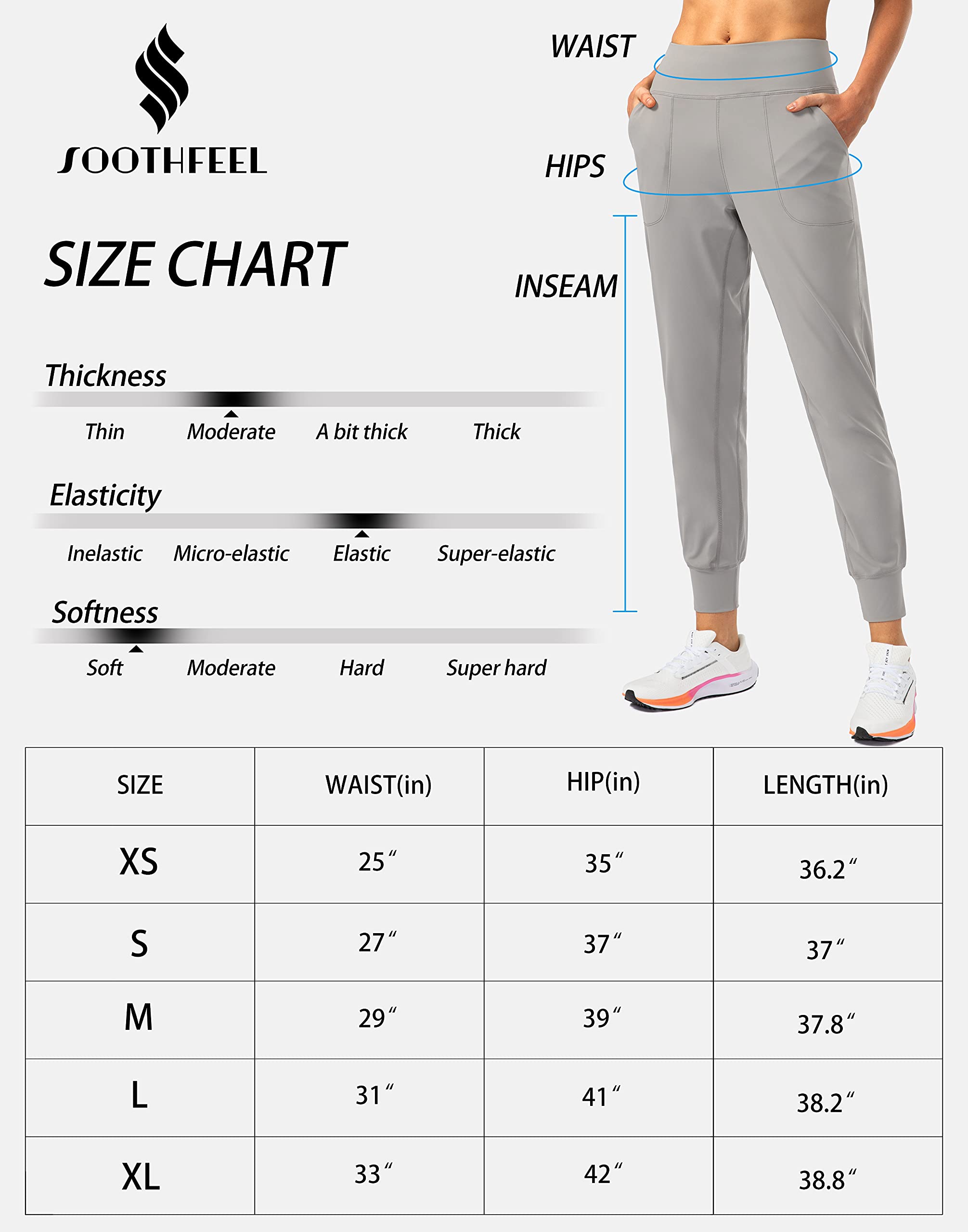 Soothfeel Women's Joggers with Zipper Pockets High Waisted Athletic Workout Yoga Pants Joggers for Women Regular (Dusty Blue, Small)