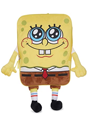 SpongeBob Square Pants Backpack for Boys & Girls, Plush Padded Bookbag with Adjustable Shoulder Straps, SpongeBob Schoolbag with 3D Arms and legs, Durable School Bag for Kids