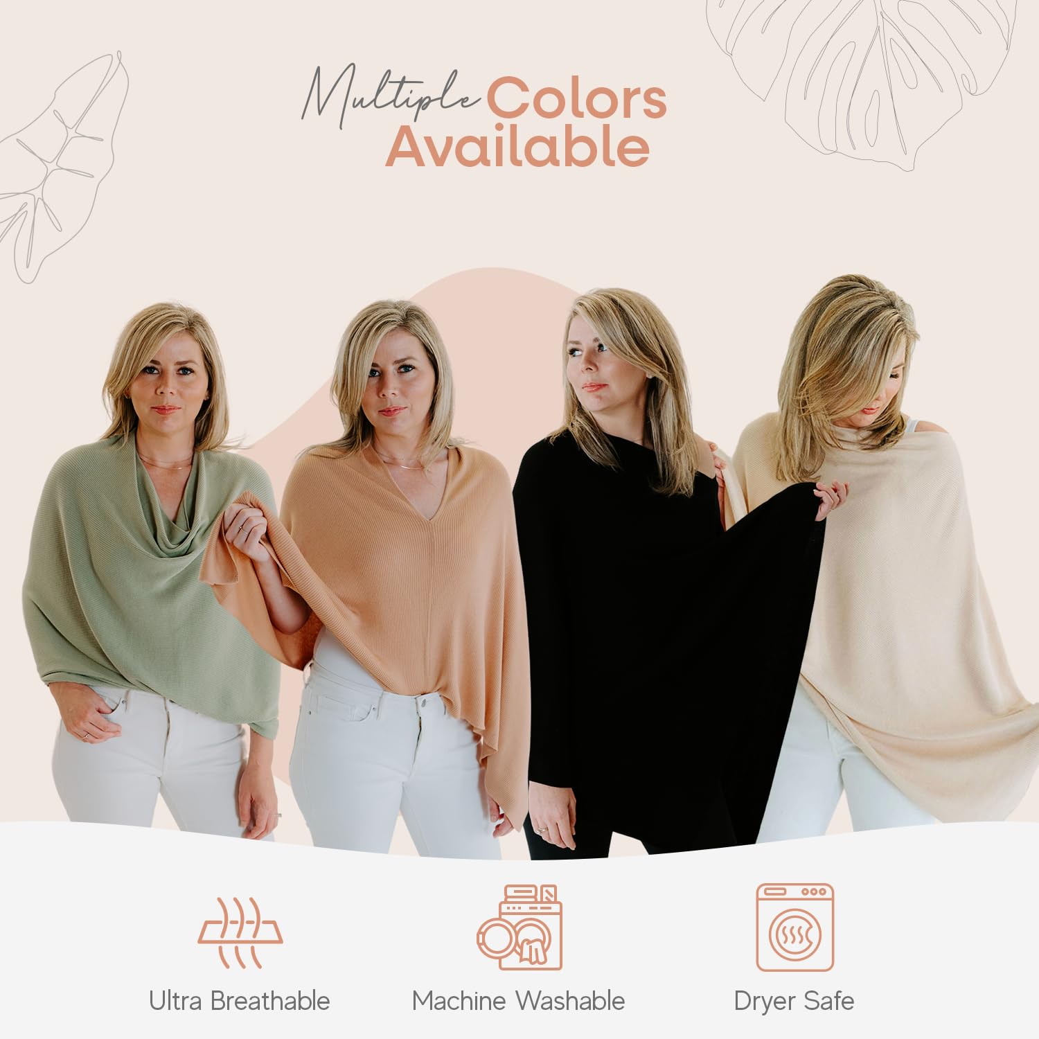Toci Mom Nursing Cover for Breastfeeding, Full Coverage Breastfeeding Cover, Machine Washable, Breathable and Soft, Wide Neck with Stretch for Easy View, One-Size-Fits-All, Modal Knit (Cream)