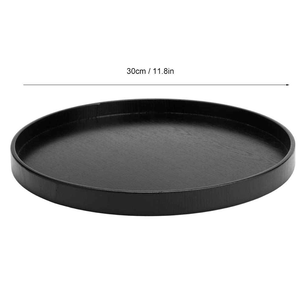 Wood Serving Tray, Snack Food Coffee Server Meals Ottoman Table Boards Decorative Storage Wooden Plate Breakfast Round Platters for Home Kitchen Restaurant Display Fruit Appetizer (33 * 31 * 3cm)