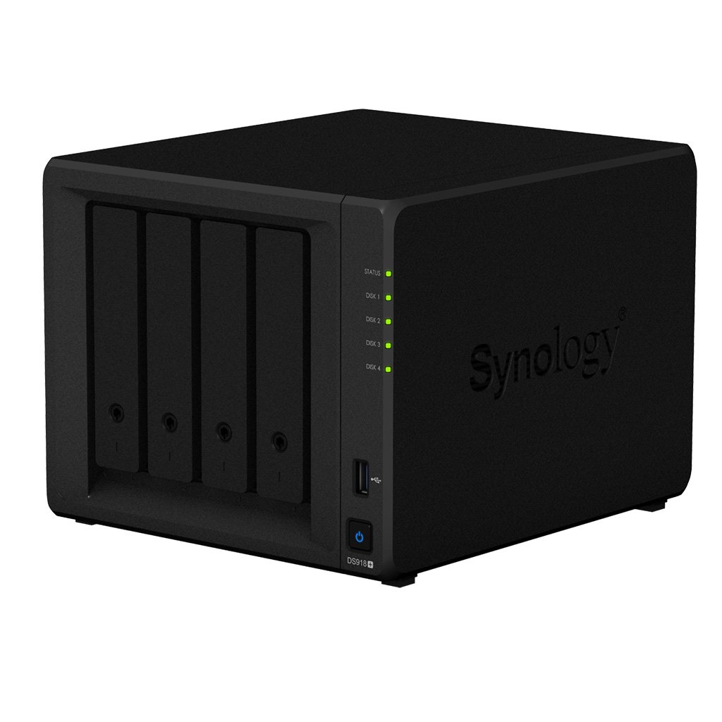 Synology DiskStation DS918+ NAS Server for Business with Intel Celeron CPU, 8GB Memory, 256GB SSD, 16TB HDD, DSM Operating System