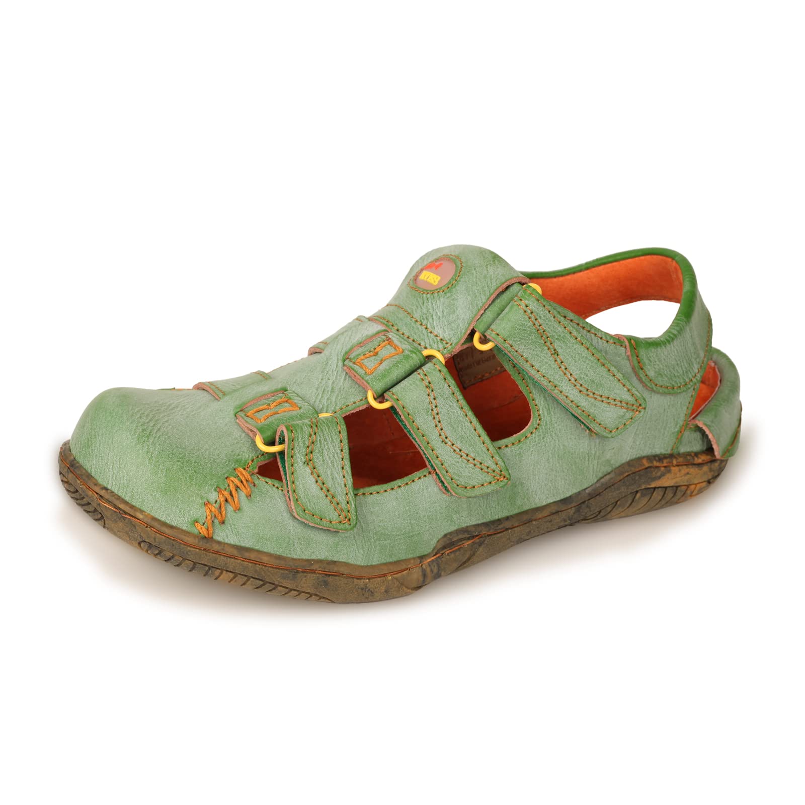 TMA EYES Womens Leather Sandals Outdoor Hiking Sandals Waterproof Athletic Sports Shoes Closed Toe Sandals(Green,10)