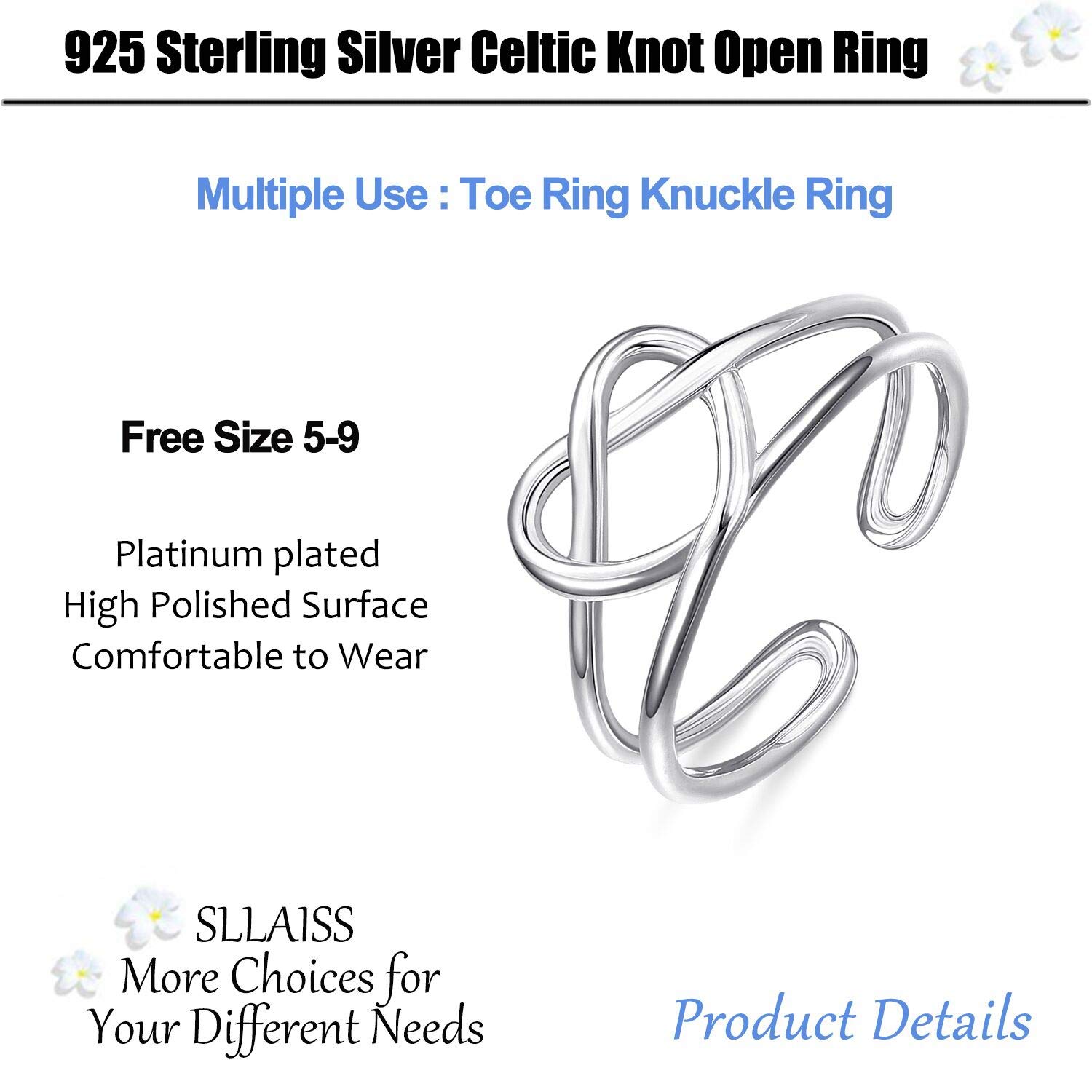 Sllaiss 925 Sterling Silver Celtic Knot Rings for Women