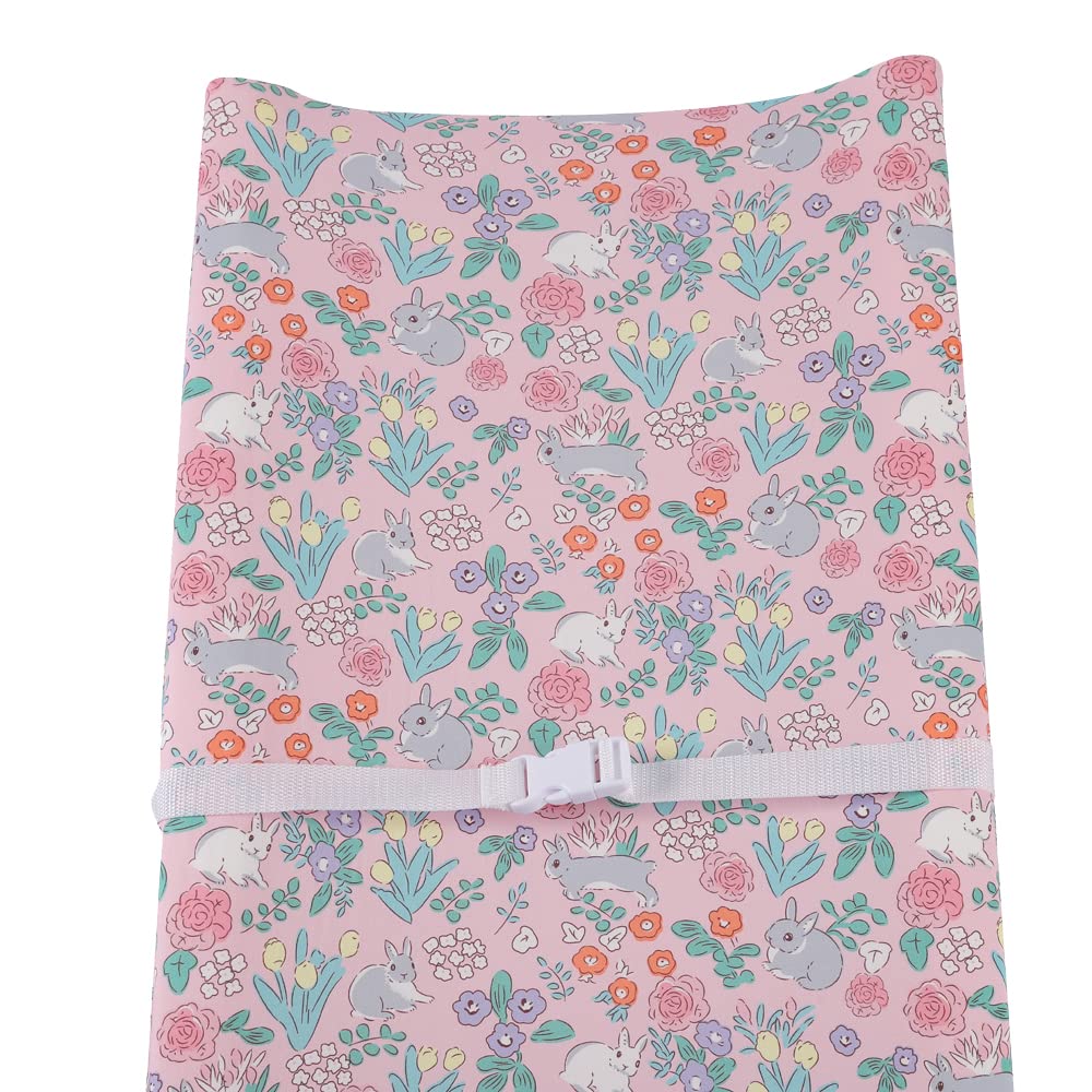 Tontukatu Changing Pad Cover Set 3 Pack Jersey Knit Ultra Soft for Baby Boys Girls Floral/Grey Rabbit/Pink