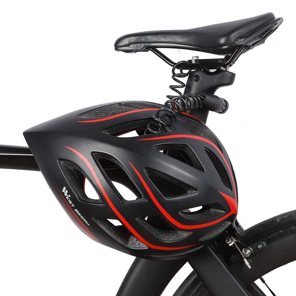 Zerlibeaful Cycling Bicycle Helmet Lock Portable Lock Lock Bike Code Travel Lock Combination Bike Accessories 3 Wheel Moped (Black, One Size)