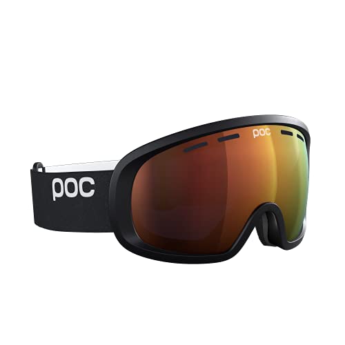 POC, Fovea Mid Clarity Goggles for Skiing and Snowboarding, Uranium Black/Spektris Orange, One Size