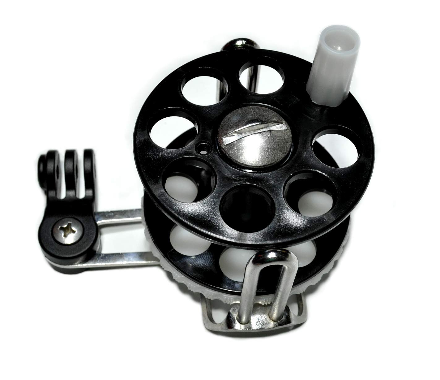 pelengas Spearfishing Speargun Reel Stanless Steel -Plastik with Camera Mount (Black-White)